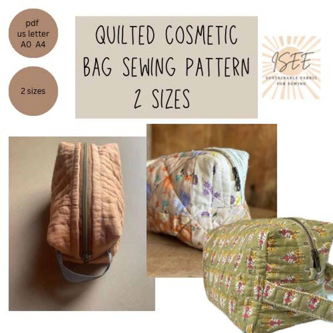 Quilted Cosmetic Bag Pattern PDF Makeup Bag Sewing Tutorial DIY ...