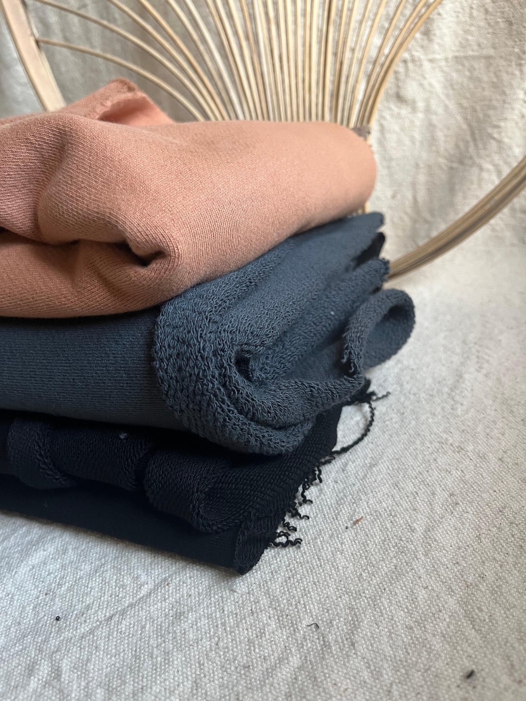 Heavyweight 100% Cotton French Terry Fabric Thick Soft Loopback Knit ...