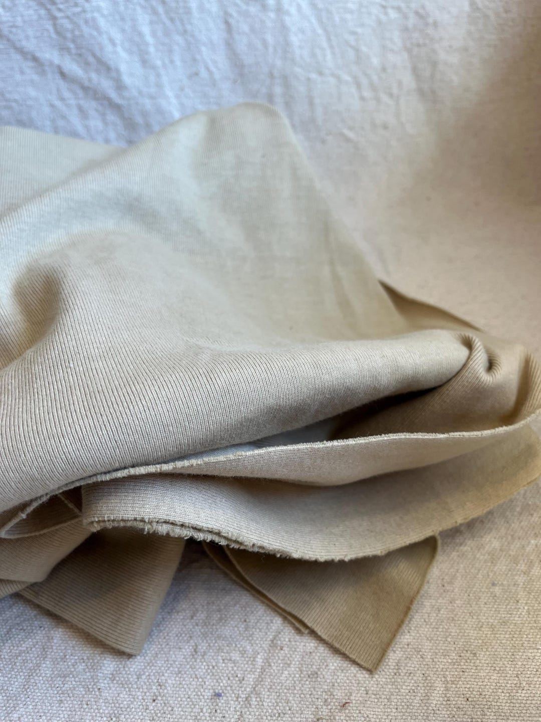 100% Organic Cotton 1x1 Rib Knit Fabric in Straw Sustainable Ribbing ...