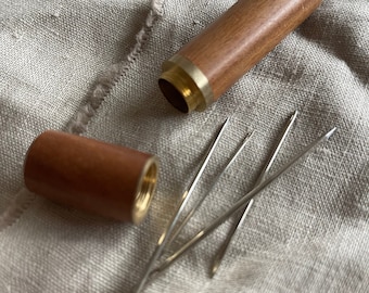 Solid Wood Needle Case Needle Storage Wooden Tube Container for Sewing ...