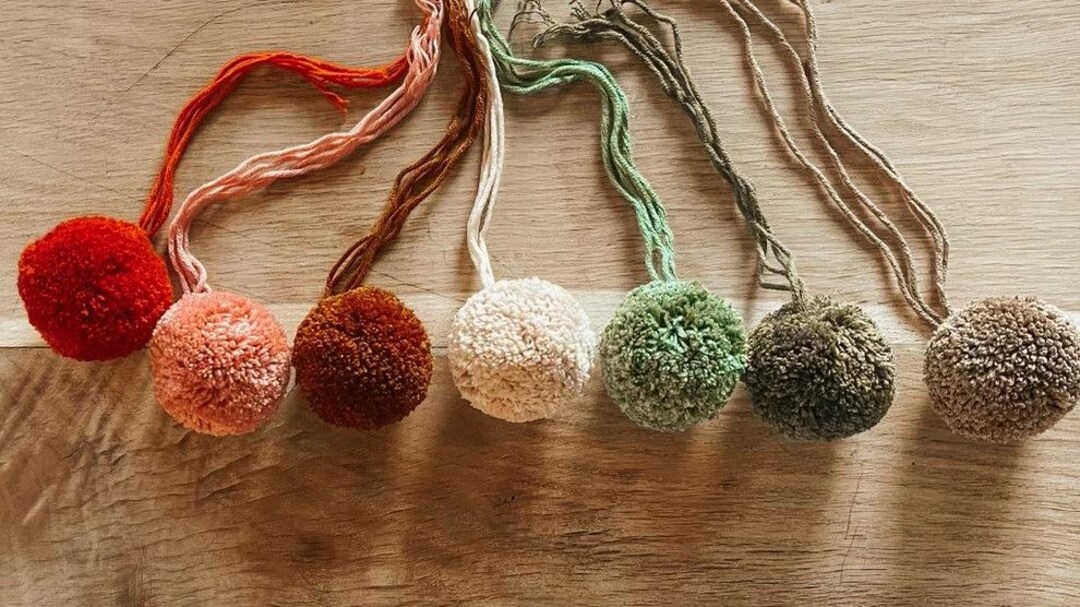 Handmade Pom Pom Colorful Yarn Pom Poms for Crafts, Garlands, Keychains ...