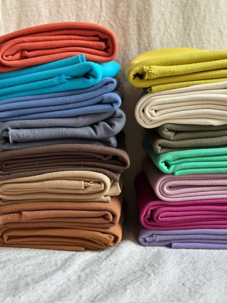 Premium 1x2 Cotton Rib Knit Fabric 10 Oz Thick Ribbed Jersey by the ...