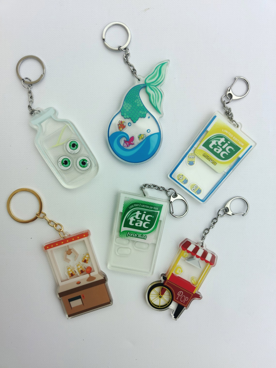 Popcorn Machine Recycled Acrylic Shaker Keychain Keyring | Etsy