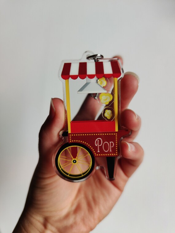 Popcorn Machine Recycled Acrylic Shaker Keychain Keyring | Etsy