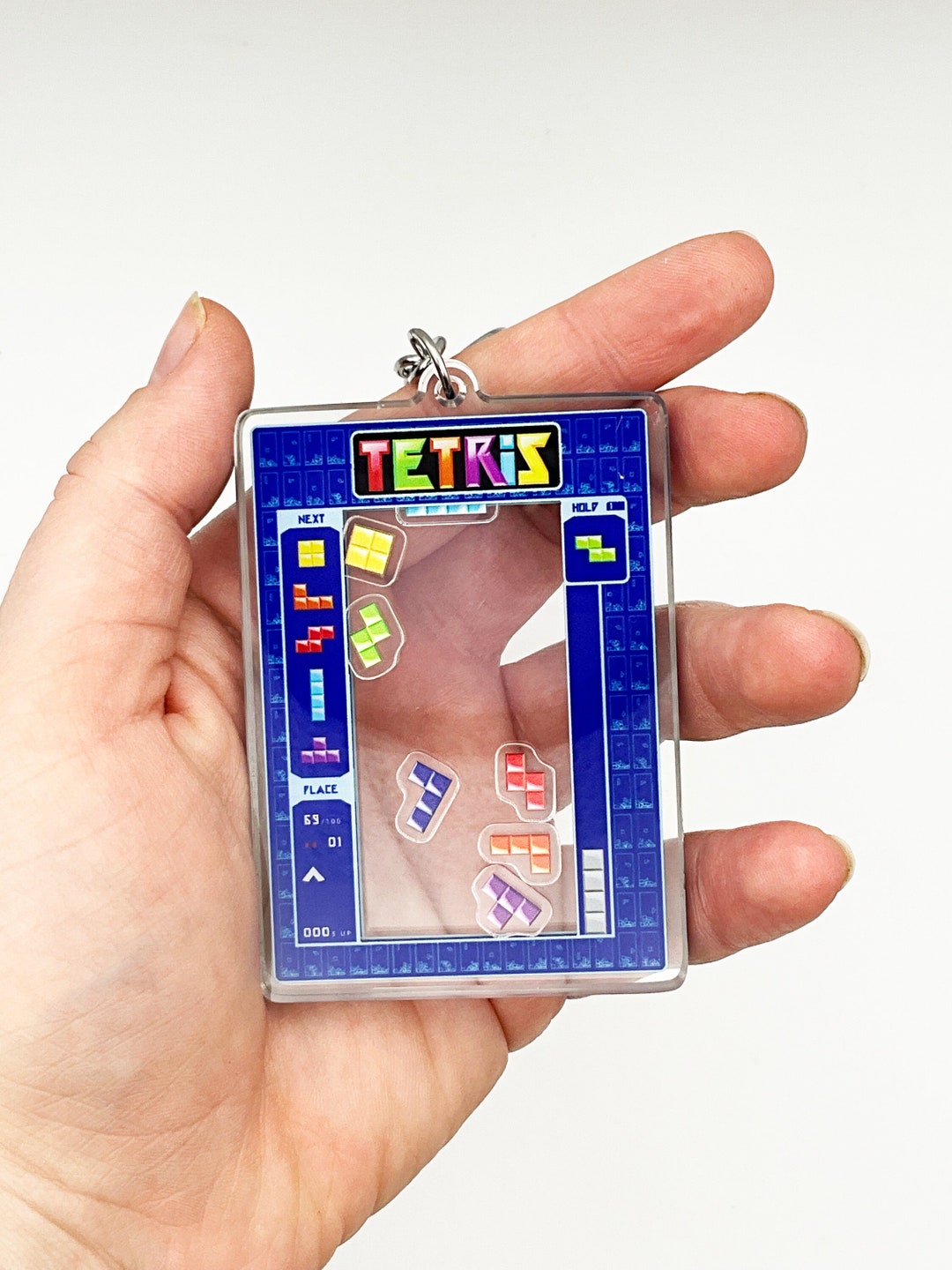 Tetris Recycled Acrylic Shaker Keychain Keyring, Tetris Shaker, Gifts ...