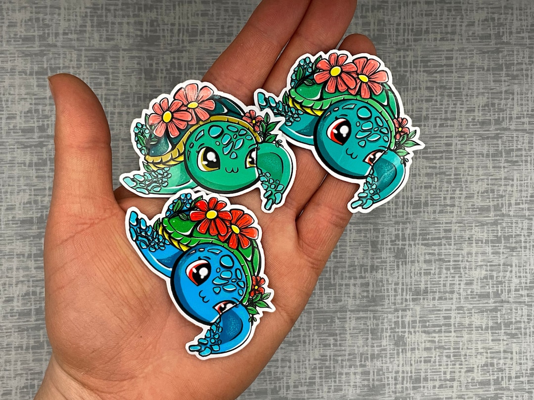 Cute Turtle Stickers Gift for Animal Lovers Waterproof Vinyl Stickers ...