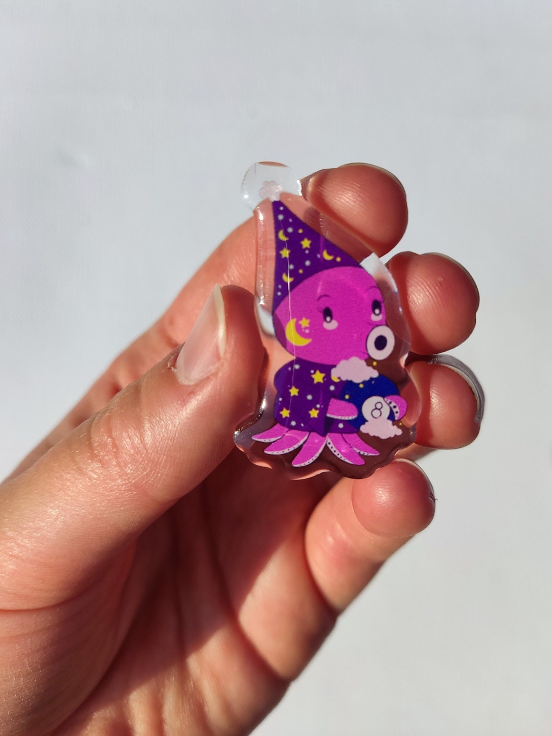 Wizard Octopus With a Magic 8-ball Recycled Acrylic Badge Pin | Witchy ...