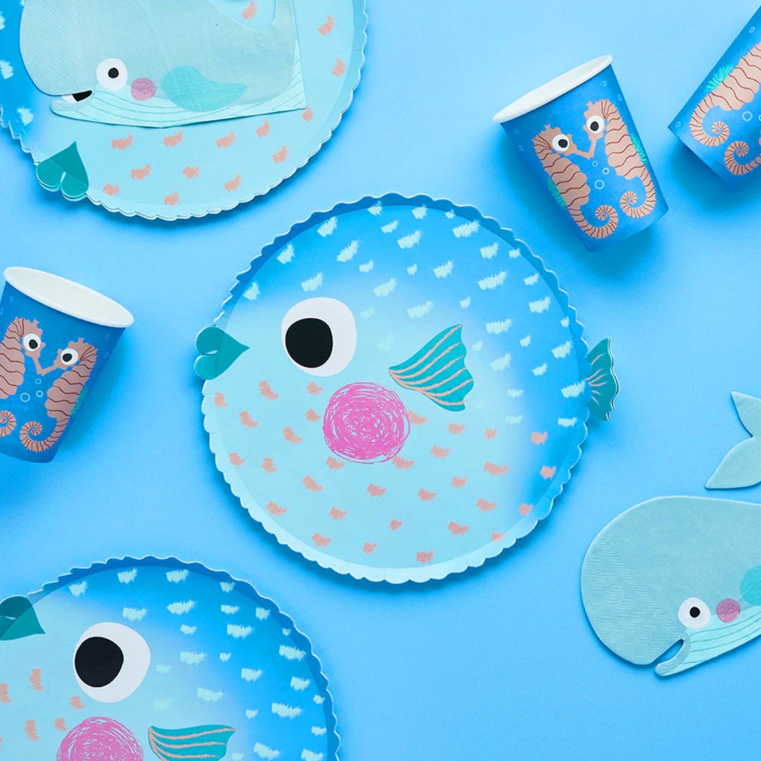 8 Puffer Fish Party Plates, Under the Sea Party, Under the Sea Birthday ...