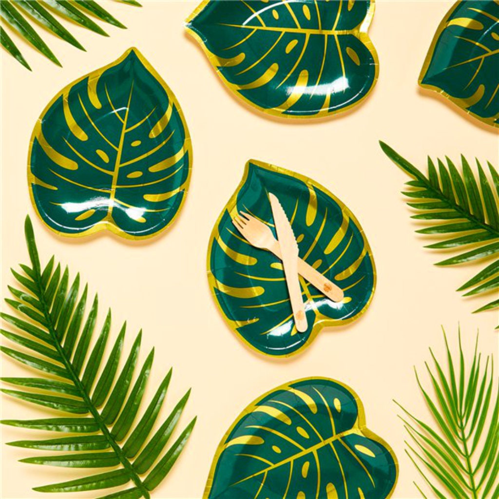 8 Tropical Palm Leaf Party Plates Palm Leaf Party | Etsy UK