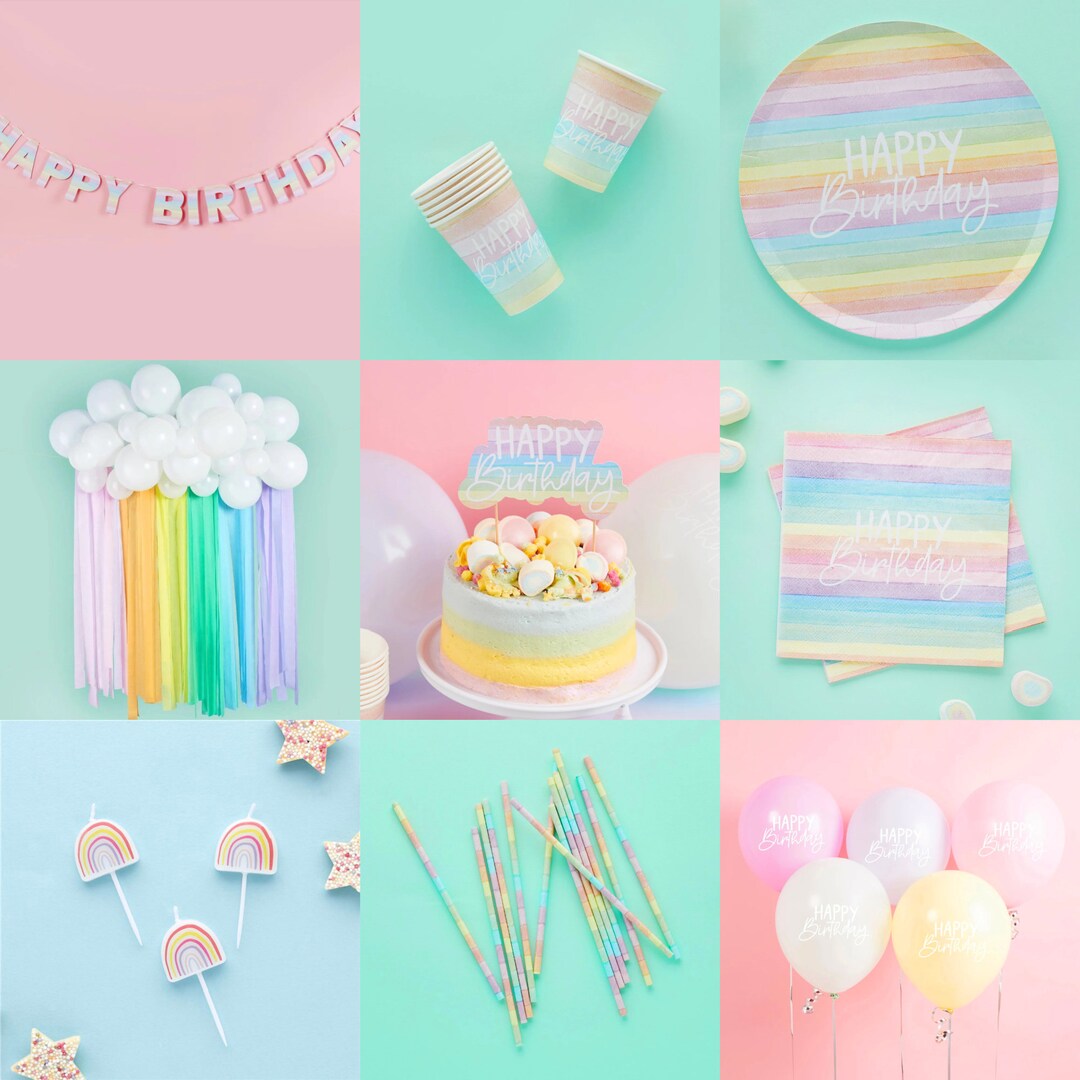 Pastel Rainbow Birthday Party Decorations, Pastel Party Birthday ...