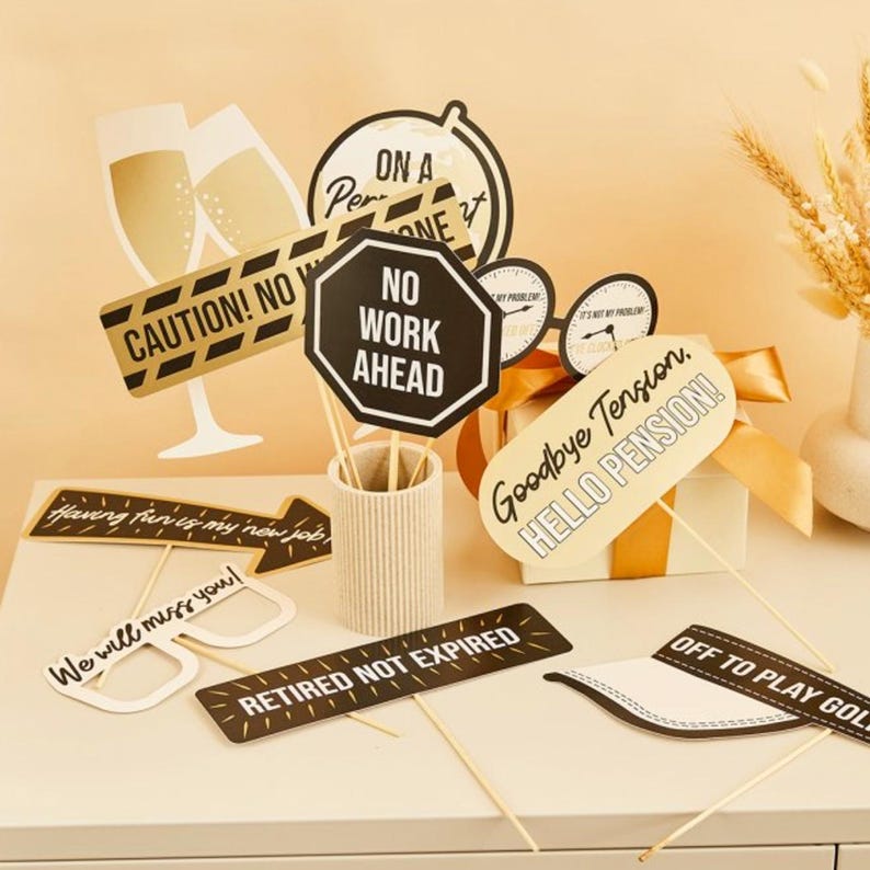 10 Retirement Party Photo Booth Props, Farewell Party, Retired Not ...