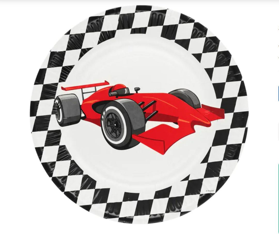 8 Formula 1 Style Racing Car Plates, Chequered Flag Formula 1 Black and ...