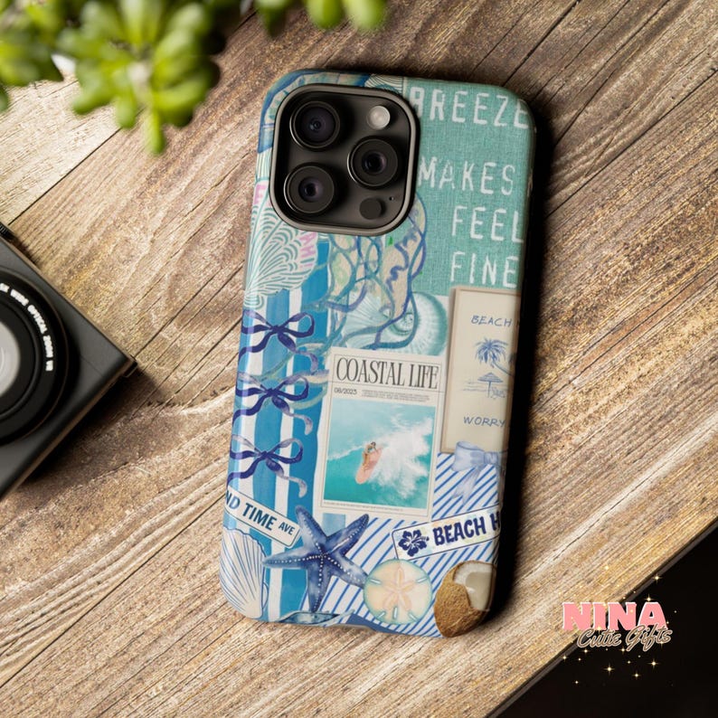 Beachy Blue Coquette Collage Phone Case Summer Cute Aesthetic iPhone 15 ...