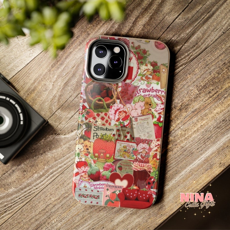 Strawberry Phone Case Scrapbook Collage Phone Case Aesthetic iPhone ...