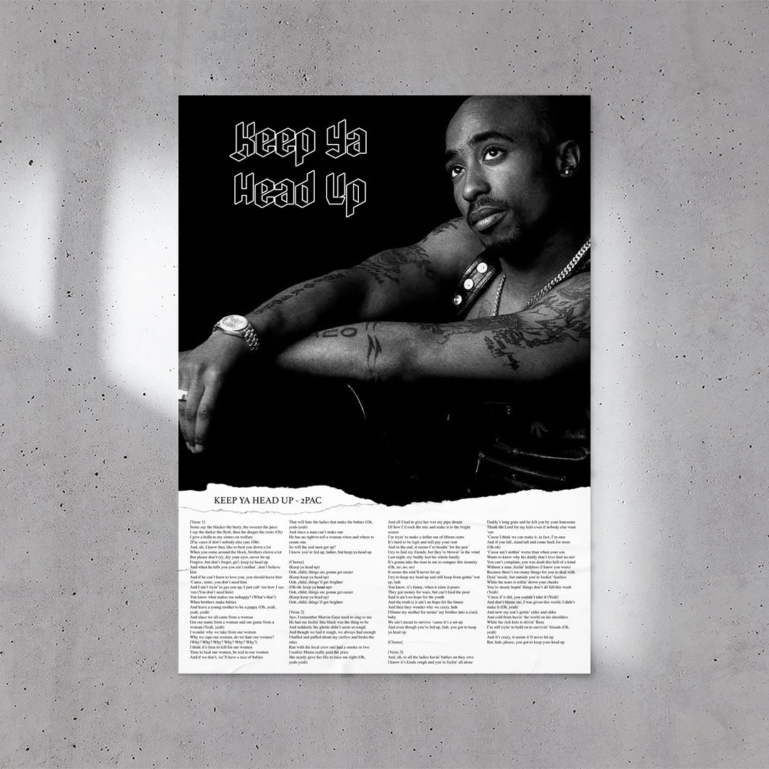 2pac - Keep Ya Head up Lyric Poster - Home Decor|wall Art|hip Hop/rap ...