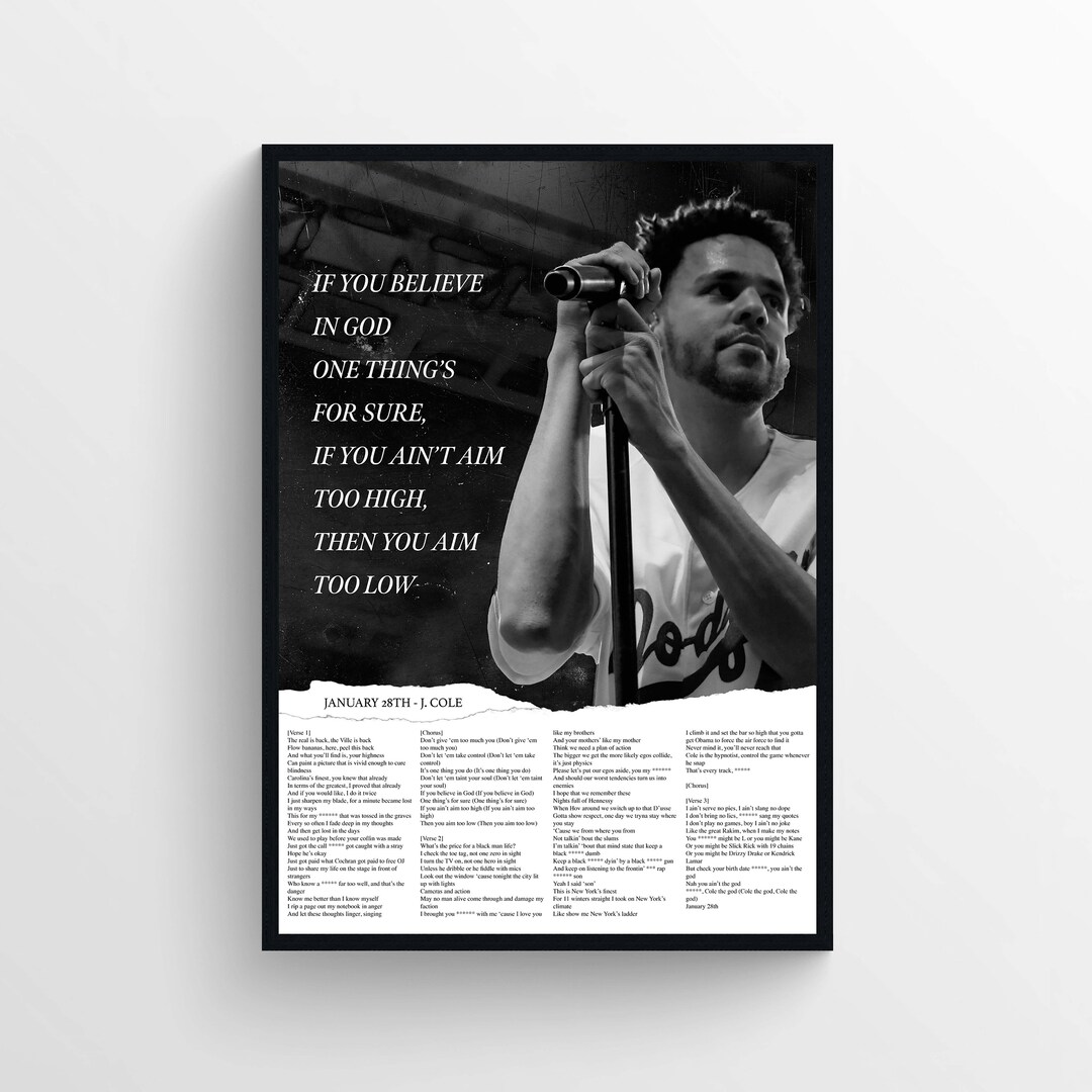 J. Cole - January 28th Lyric Poster [DIGITAL DOWNLOAD] - Home Decor ...