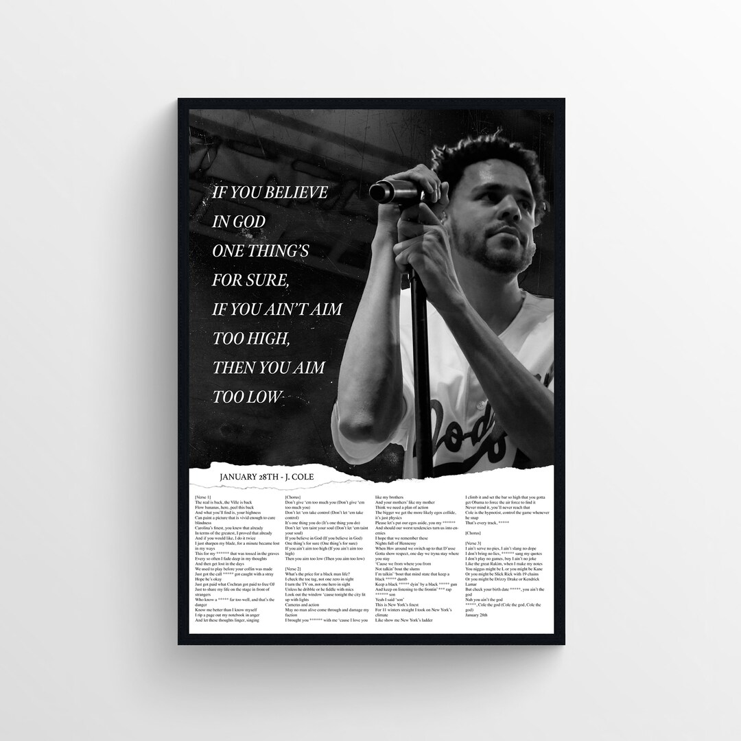 J. Cole January 28th Lyric Poster DIGITAL DOWNLOAD Home - Etsy