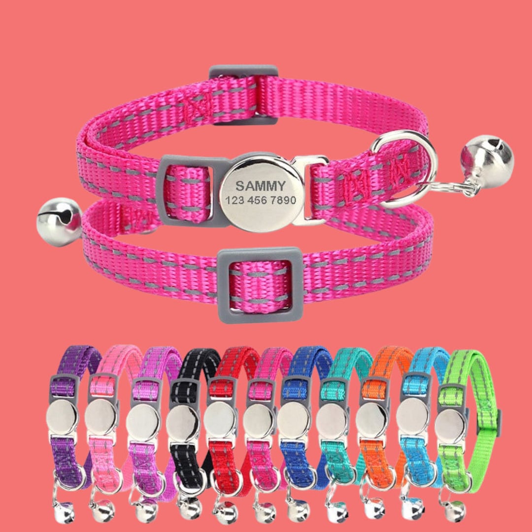 Personalized Cat Collar With Bell, Engraved Cat Collars With Custom ...