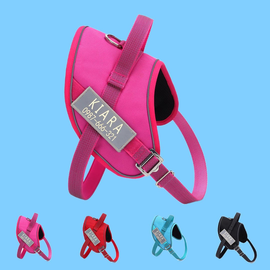 Personalized Dog Harness, Waterproof Adjustable Reflective Custom Dog ...