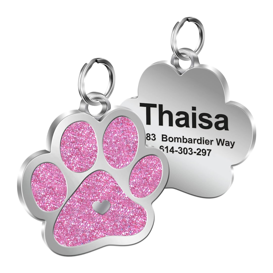 Personalized Pet ID Tag, Paw Dog Tag, Custom Cat Name Tag, Engraved Pet ...