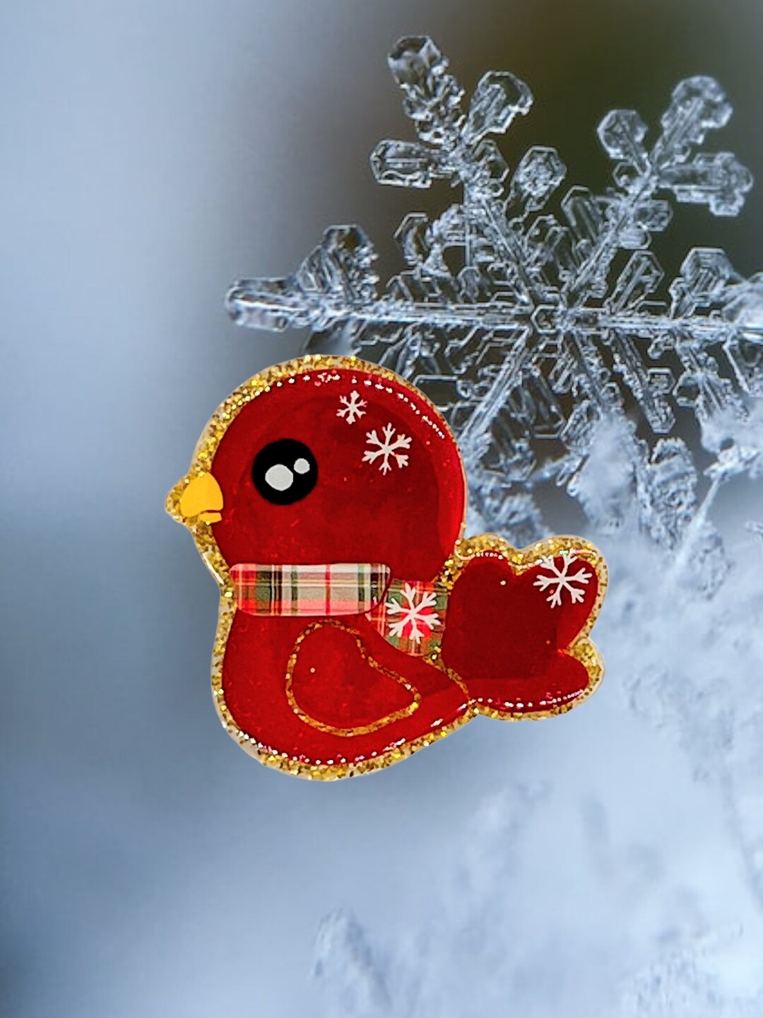 Christmas Cardinal Retractable Badge Reel: Metallic Red Vinyl ID Holder ...
