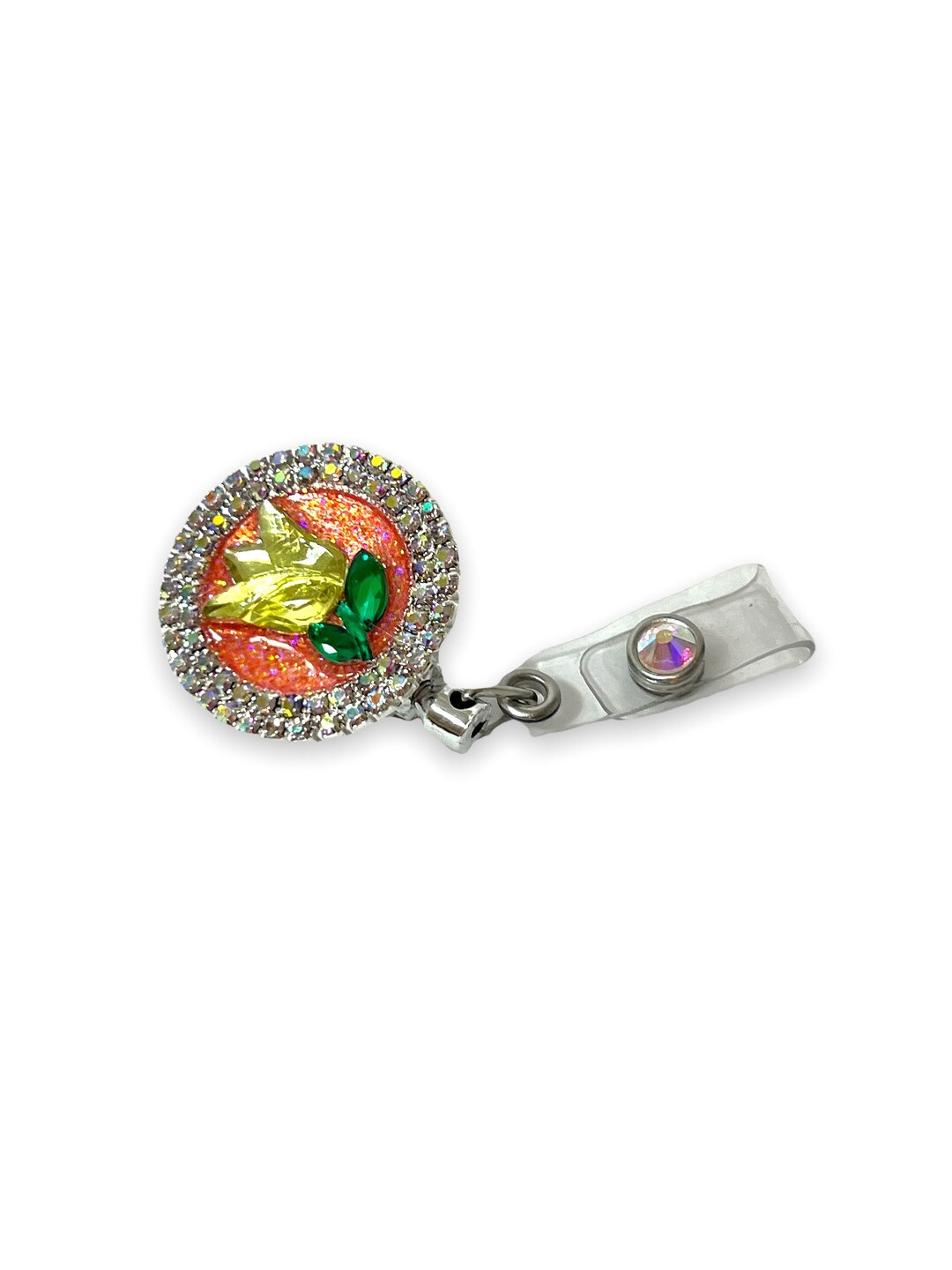 Spring Flower Rhinestone Retractable Badge Reel, ID Work Holder, Gift ...