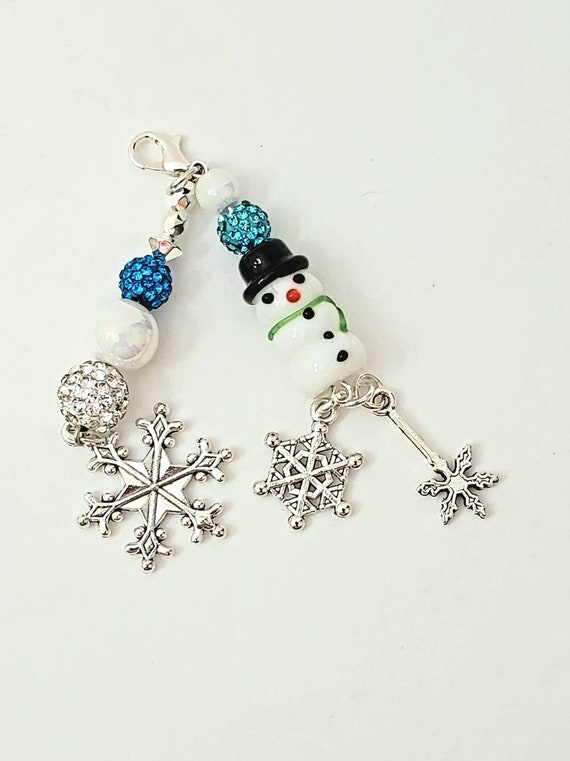 Winter Christmas Snowman With Dangling Snowflake Charms for - Etsy