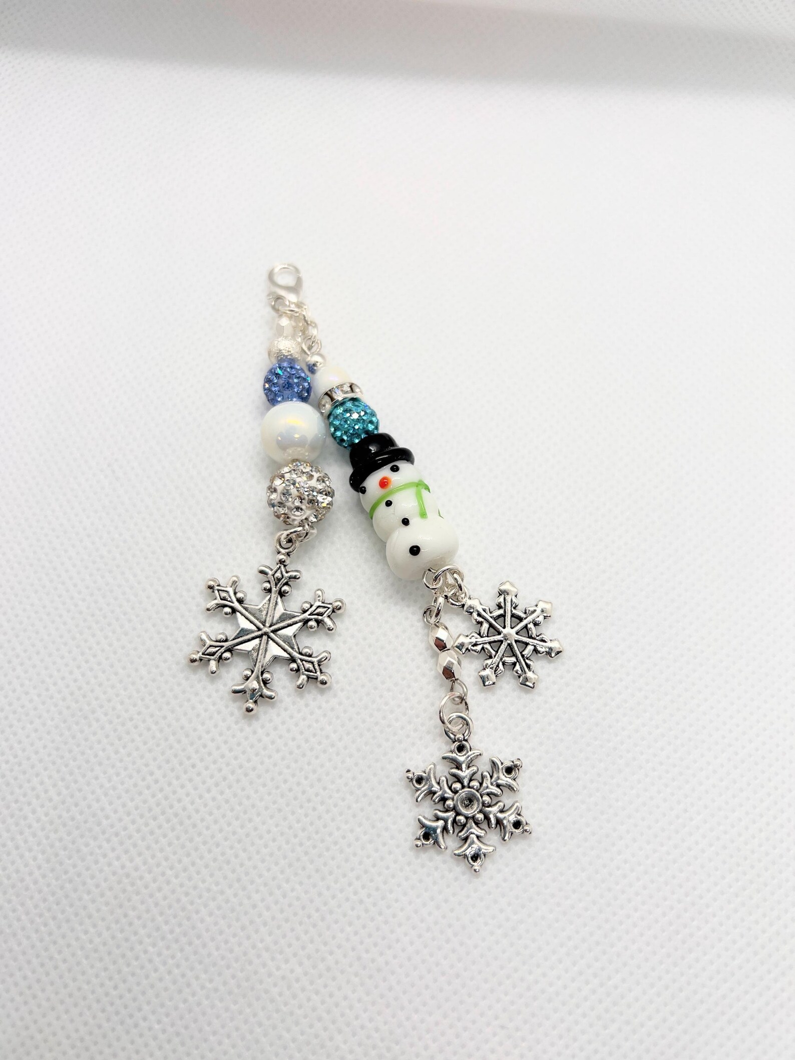Winter Christmas Snowman With Dangling Snowflake Charms for Badge ...