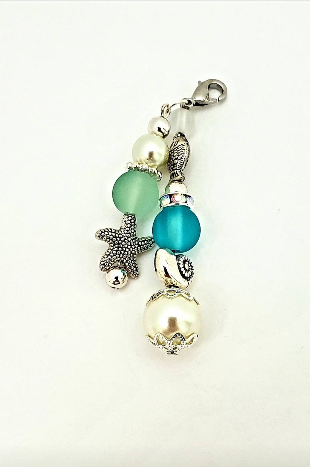 Beachy Coastal Badge Charm With Shell and Starfish. ID Holder Charm ...