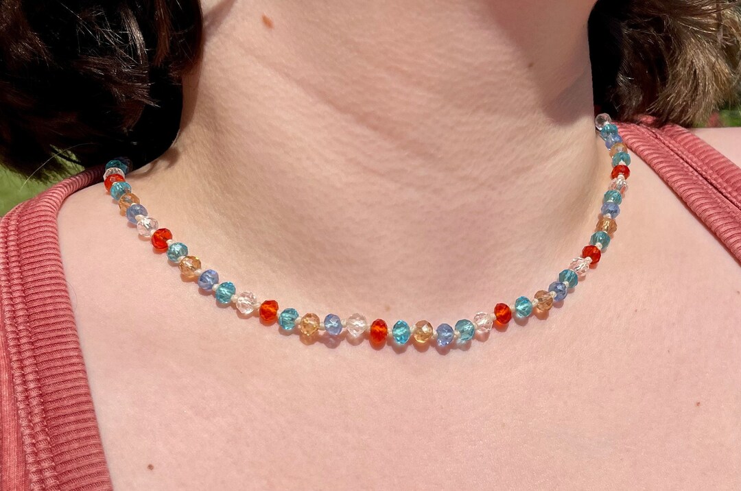 Monica Geller Crystal Bead, Brazilian Wax Cord, Gold Filled Necklace - Etsy
