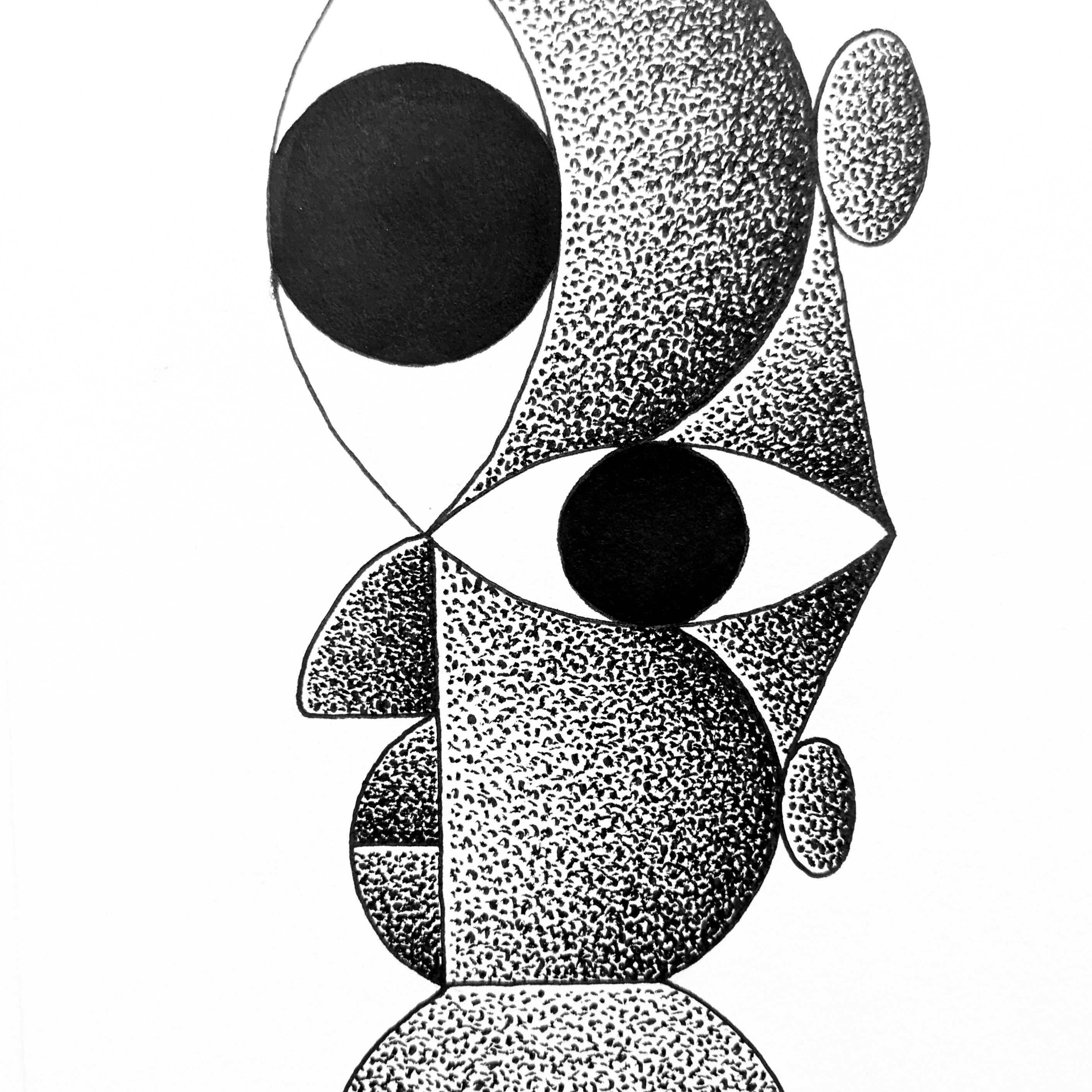 Abstract Stipple Portrait Picture, Original Ink Drawing, Unique Surreal ...