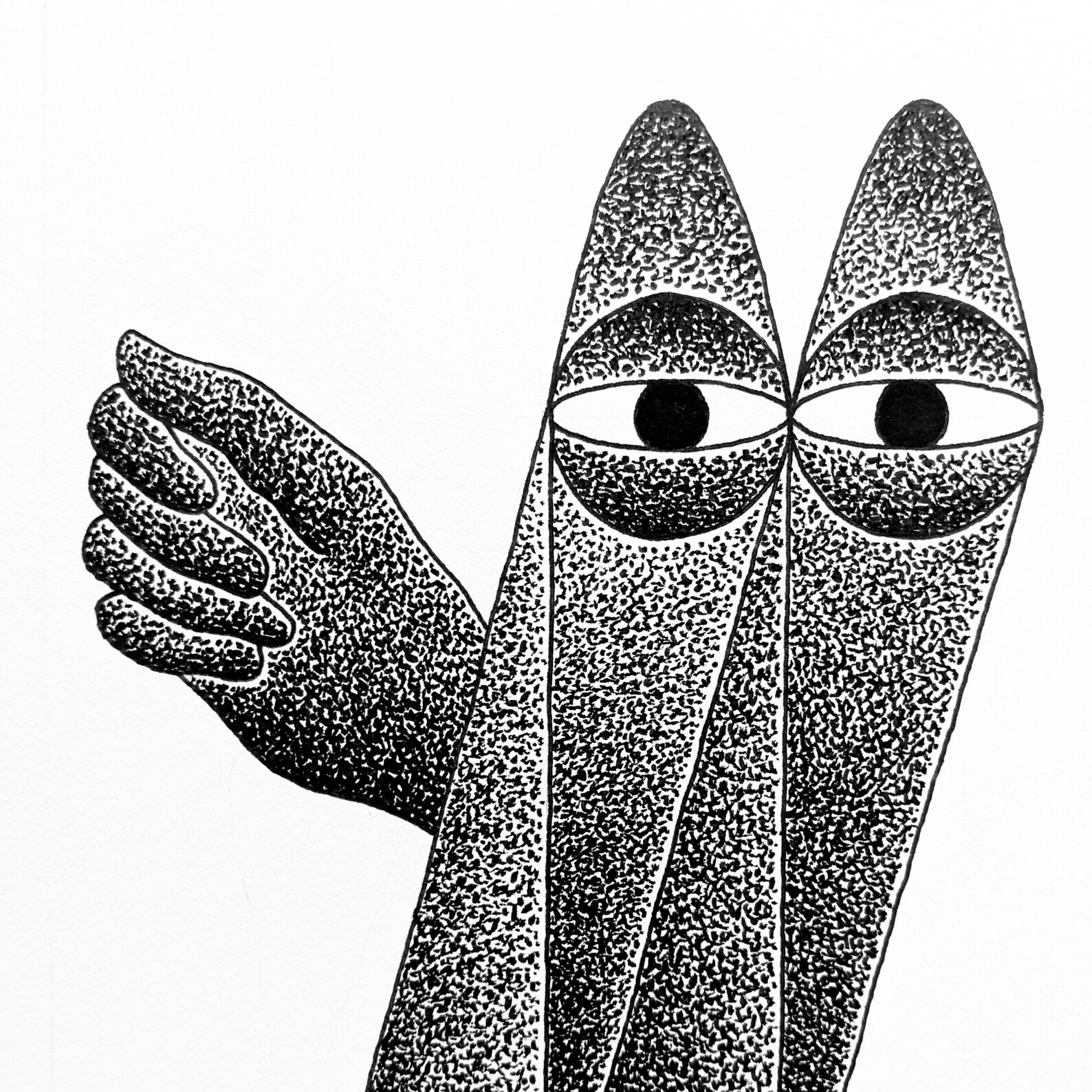 Abstract Stipple Portrait Picture, Original Ink Drawing, Unique Surreal ...