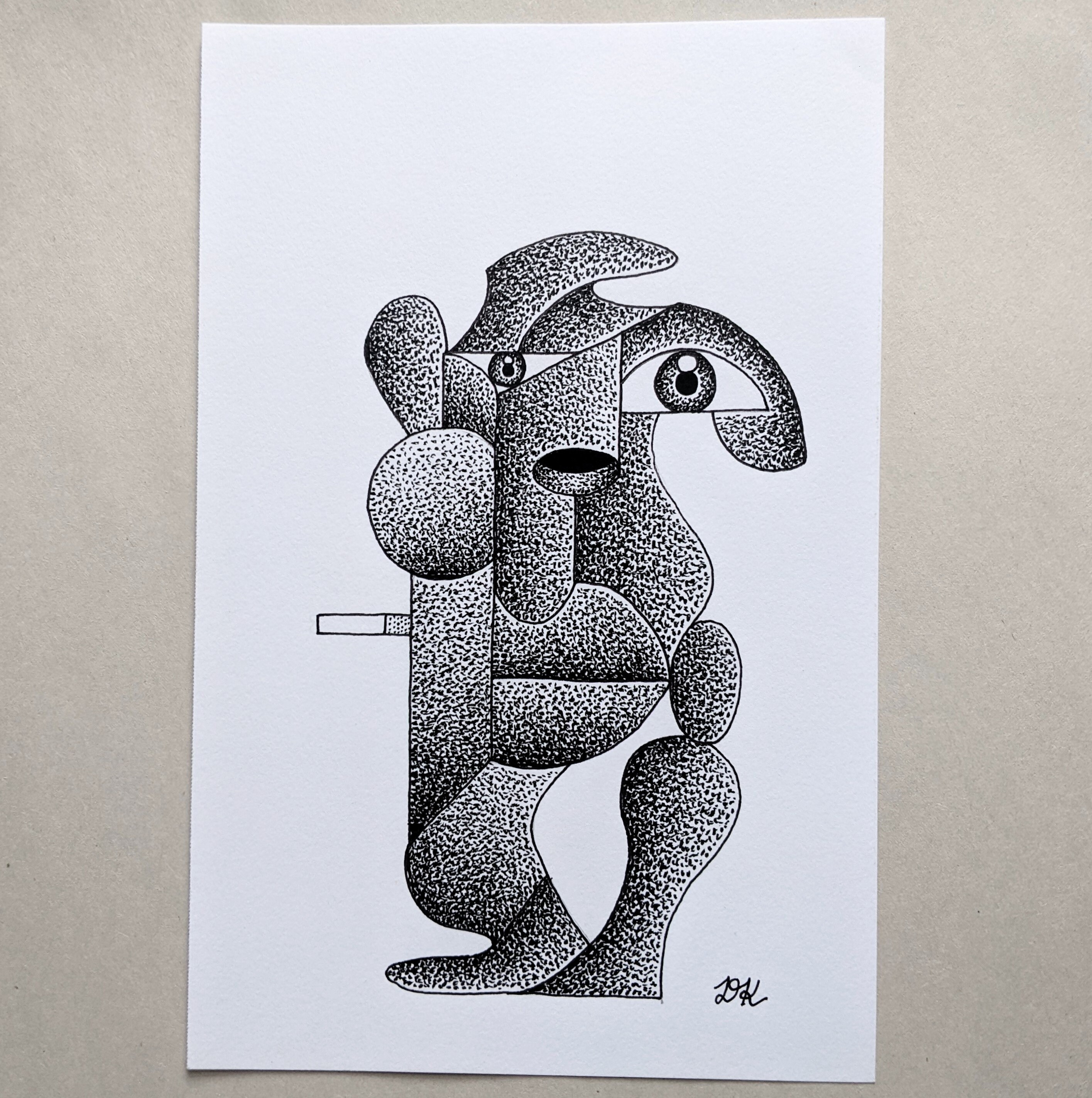 Abstract Stipple Portrait Picture, Original Ink Drawing, Unique Surreal ...