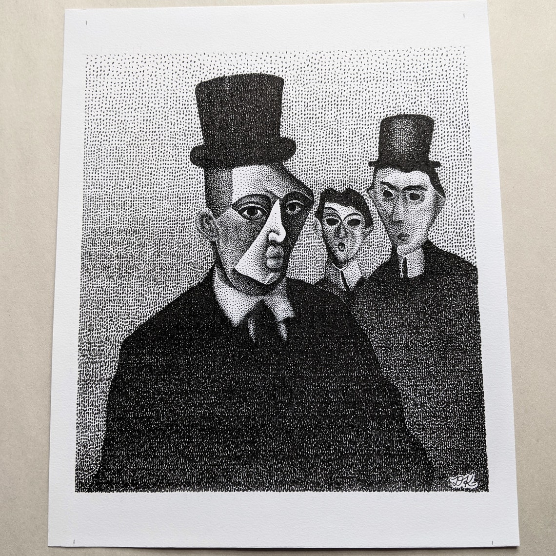 Cubist Men Kafka Portraits, Original Ink Drawing, Unique Abstract ...