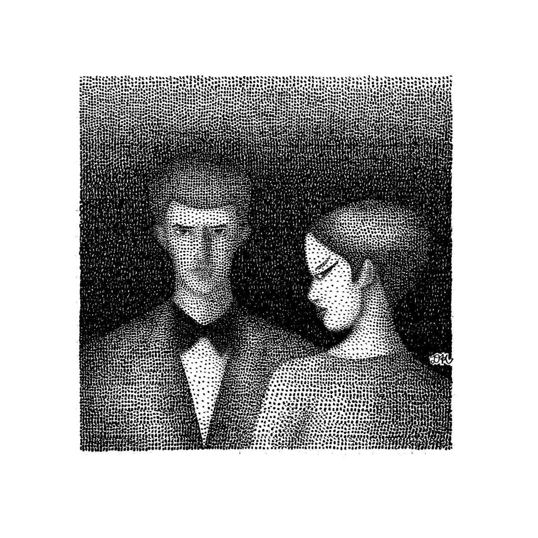 Man & Woman Stipple Art, Abstract Surreal Portrait, Original Ink ...
