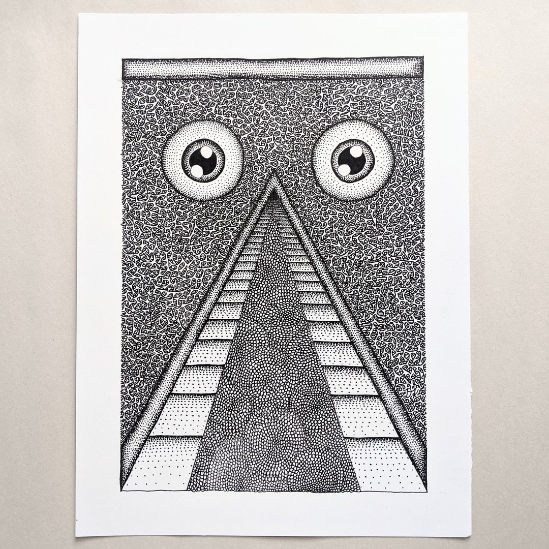 Abstract Stipple Portrait, Original Ink Drawing, Unique Pointillist ...