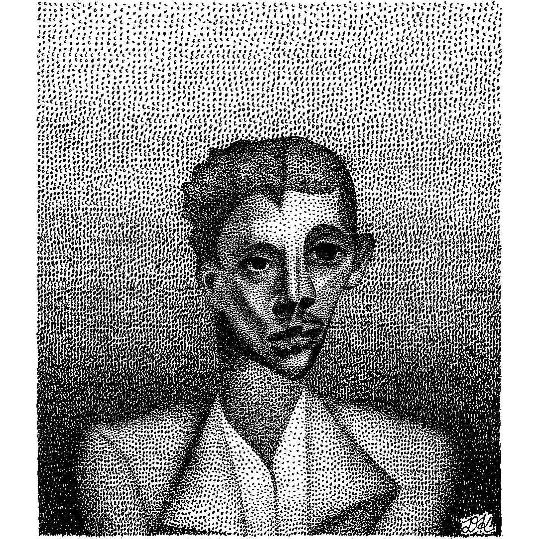 Cubist Man Suit Stipple Art, Abstract Surreal Portrait, Original Ink ...