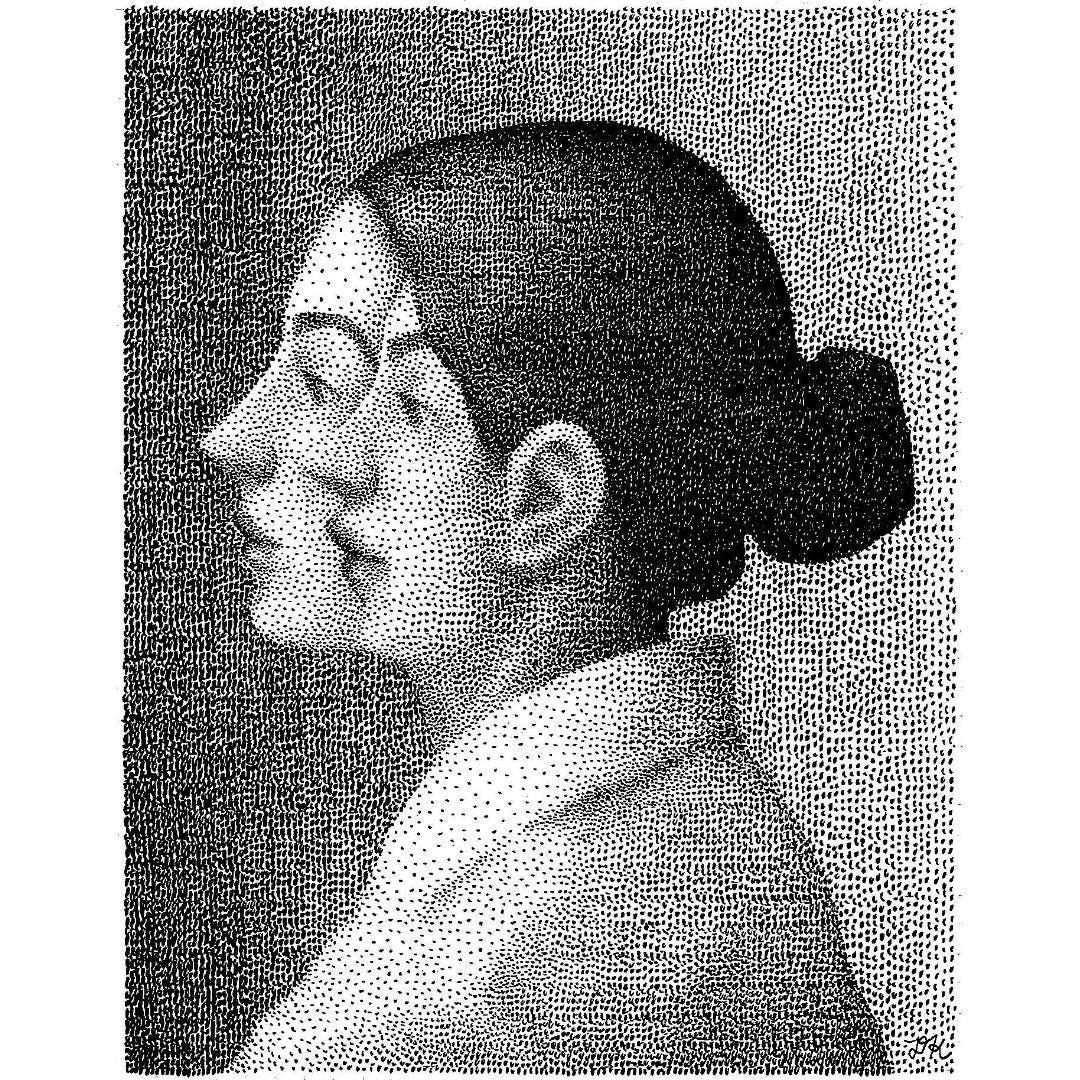 Double Face Woman, Original Ink Drawing, Unique Abstract Character, Pen ...