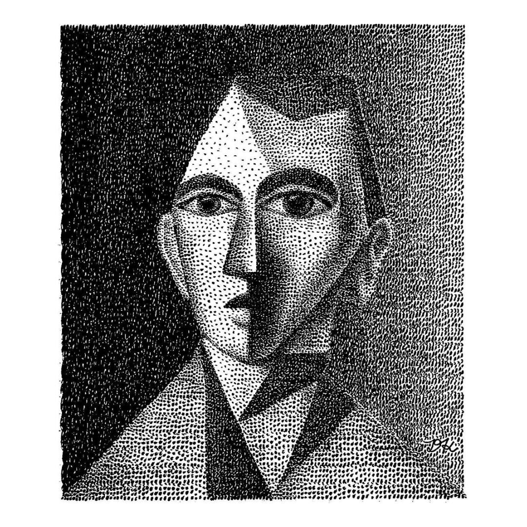 Cubist Figure Stipple Portrait, Original Ink Drawing, Unique Abstract ...