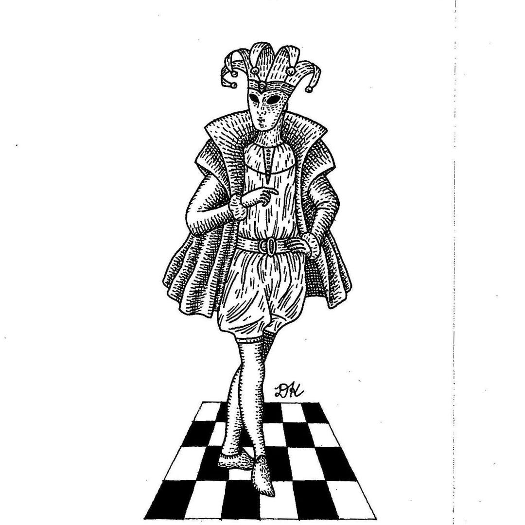 Original Jester Ink Drawing, Abstract Chess Piece Art, 5x7 - Etsy