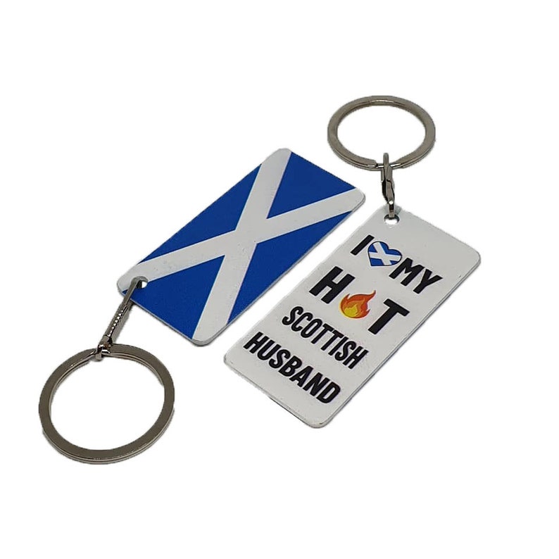 Scotland Flag Keyring Keychain With I Love My Hot Scottish Husband or ...
