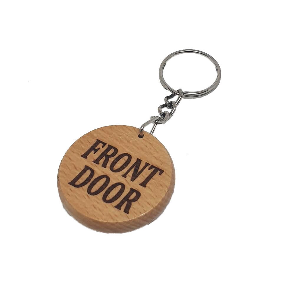 Front Door Key Keyring Keychain Wooden Tag Fob - Etsy