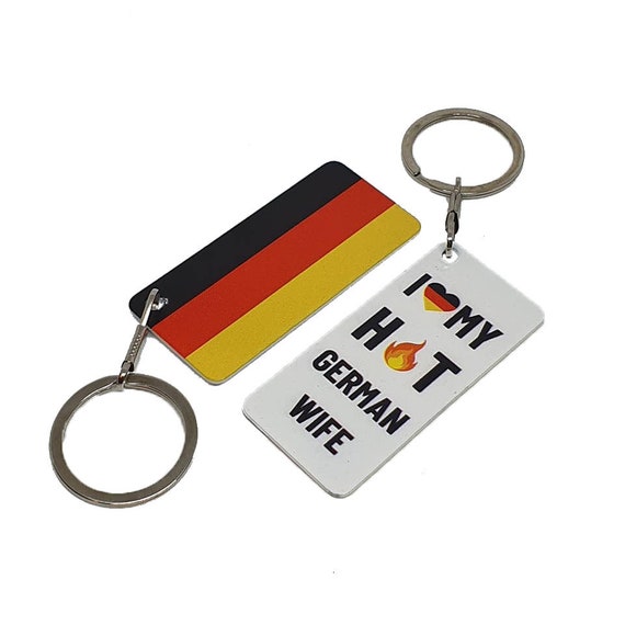 Germany Flag Keyring Keychain With I Love My Hot German - Etsy