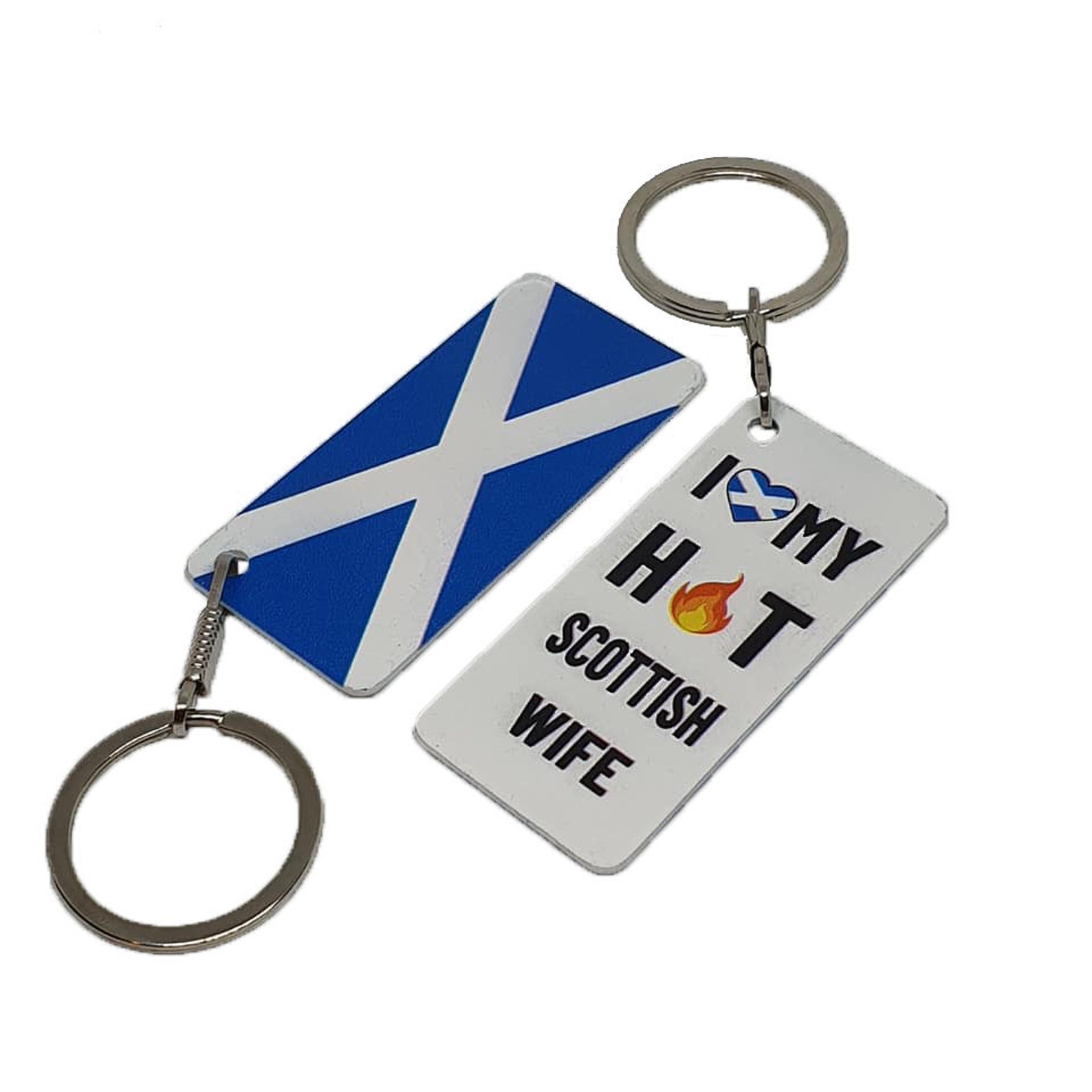 Scotland Flag Keyring Keychain With I Love My Hot Scottish Husband or ...