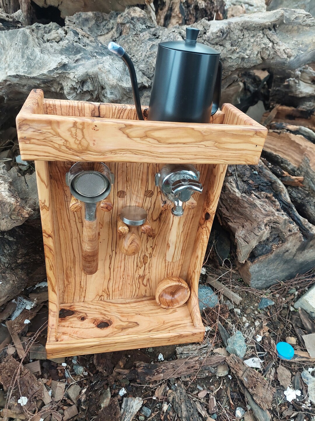 Portafilter Wall Rack With Solid Wood Wood Options - Etsy