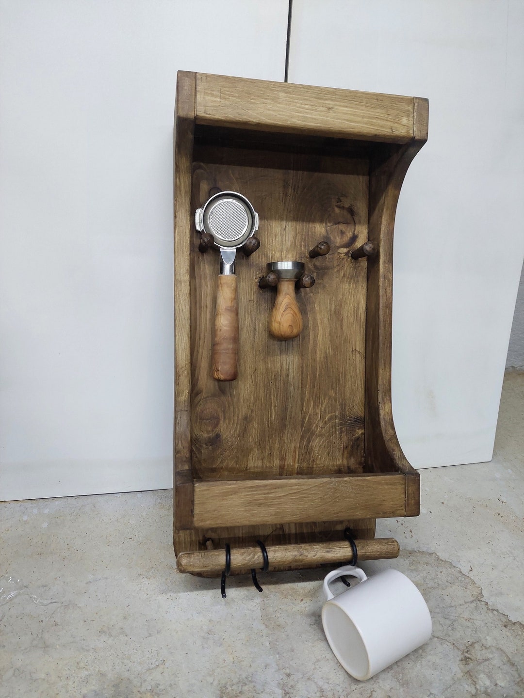 Portafilter Wall Rack With Solid Wood and Color Choices - Etsy