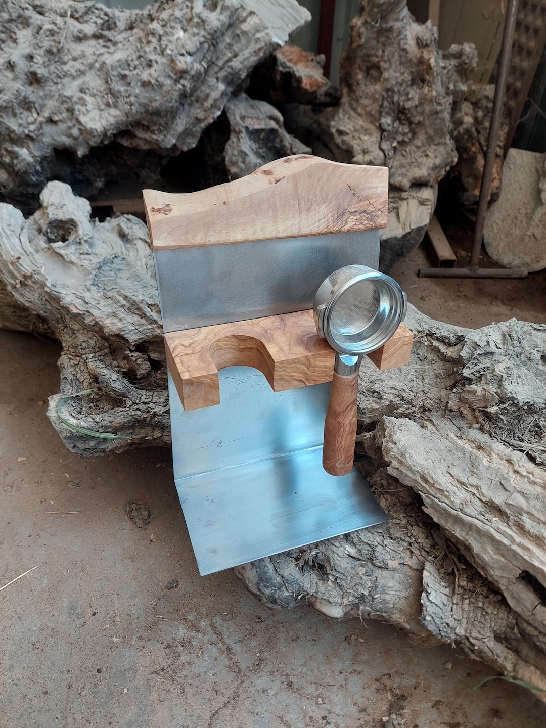 Stainless & Wood Portafilter Holder - Portafilter Wall Rack - Etsy