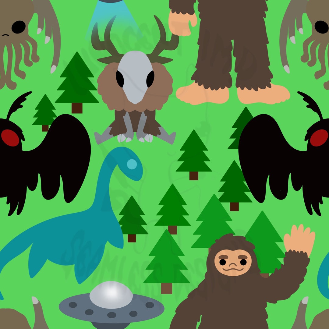 LIMITED Cryptid Mothman Nessie Sasquatch Jackalope Spooky Emo Seamless ...