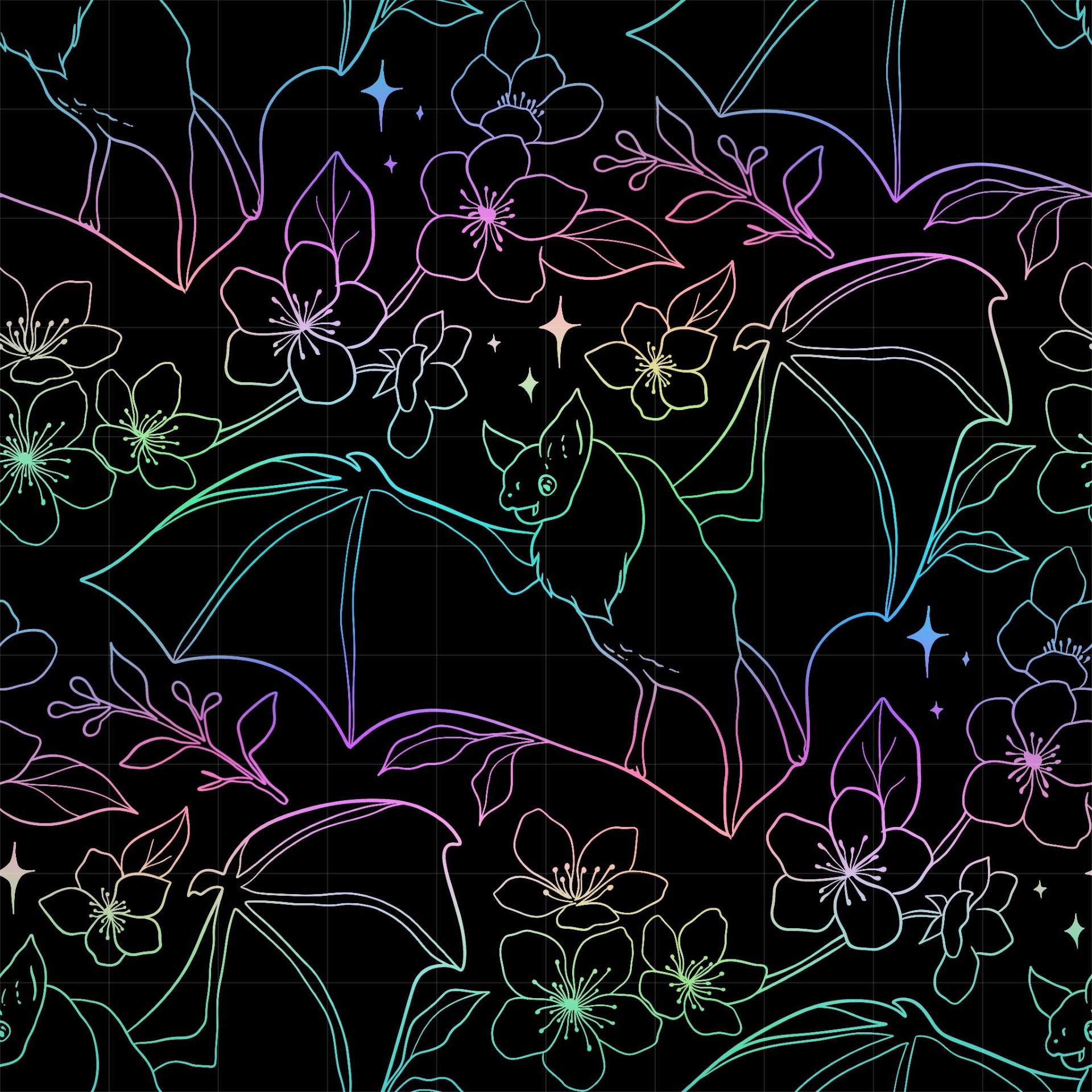 Bat Seamless Sakura Colorful Design Bundle Spooky Cute Sublimination ...