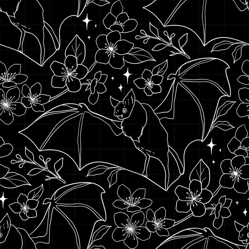 Bat Seamless Sakura Colorful Design Bundle Spooky Cute Sublimination ...